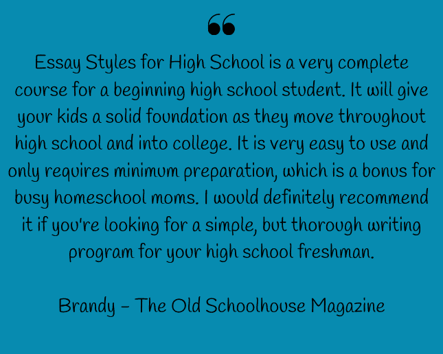 Essay Styles for High School - Train up a Child Publishing